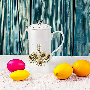Royal Worcester Wrendale Designs French Press | 1.5 Pint Coffee Maker with Duck Motif | Made from Porcelain | Stainless Steel Plunger | Dishwasher Safe (ceramic only)