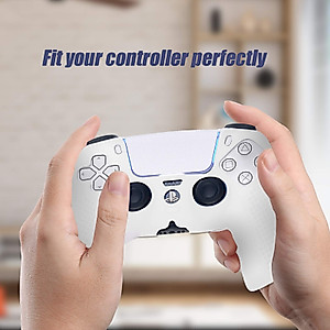 ECHZOVE PS5 Controller Skin, Anti-Slip Silicone PS5 Controller Case Cover Clear