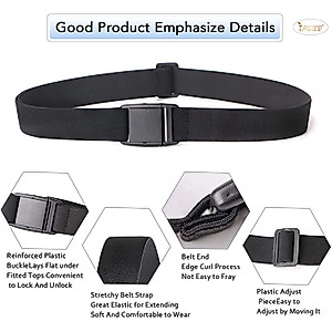 JASGOOD No Show Women Stretch Belt Invisible Elastic Web Strap Belt with Flat Buckle for Jeans Pants Dresses