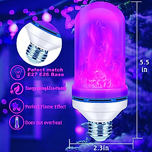 LeiNetfor Upgraded LED Flame Light Bulbs, 4-Mode Flickering Light Bulbs with Gravity Sensor, E26 Fire Light Bulb for Porch Party Patio Home Halloween Christmas Indoor Outdoor (Purple, 1)