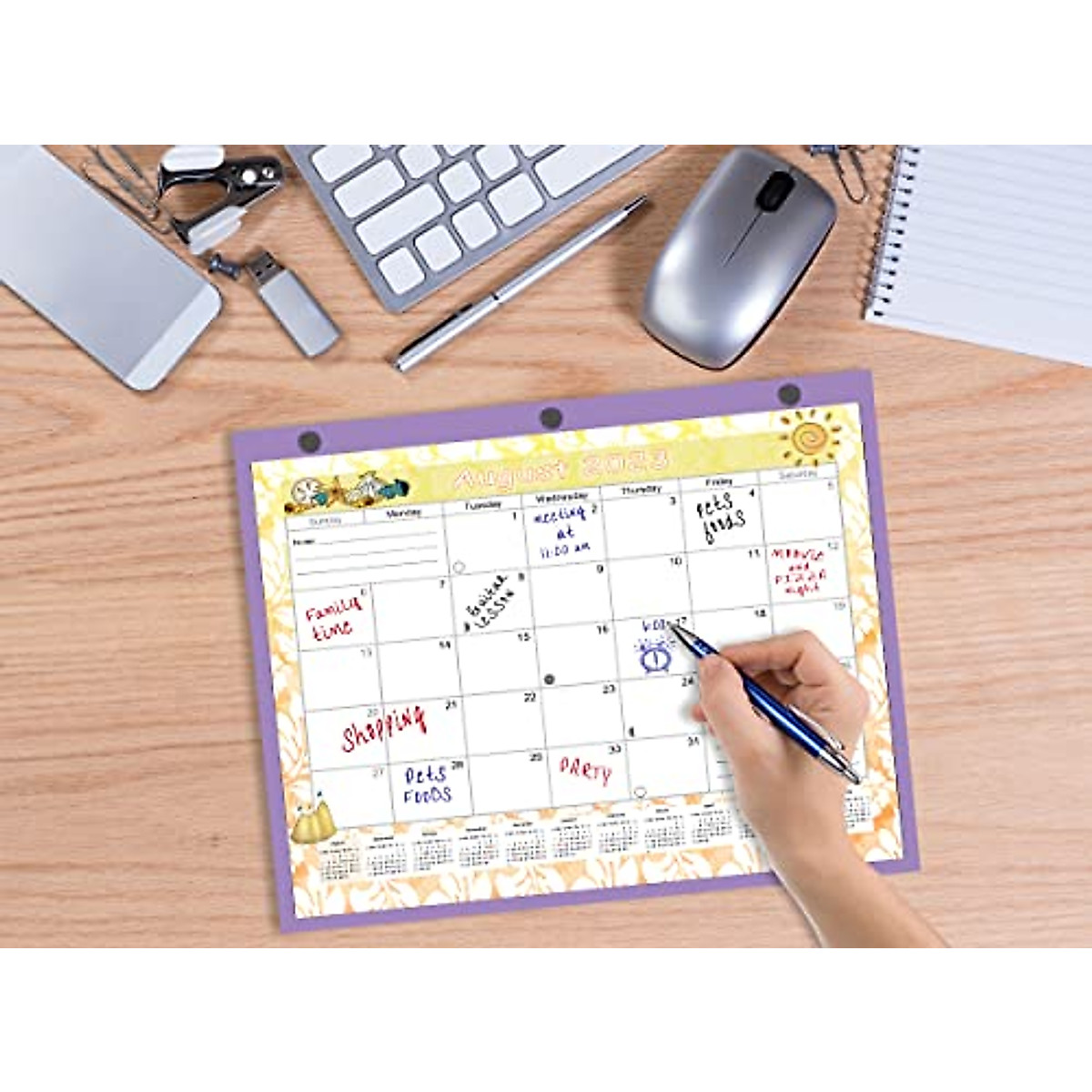 2023-2024 Academic Year 12 Months Student Calendar/Planner in Protective Sleeve for 3-Ring Binder, Desk or Wall -v003