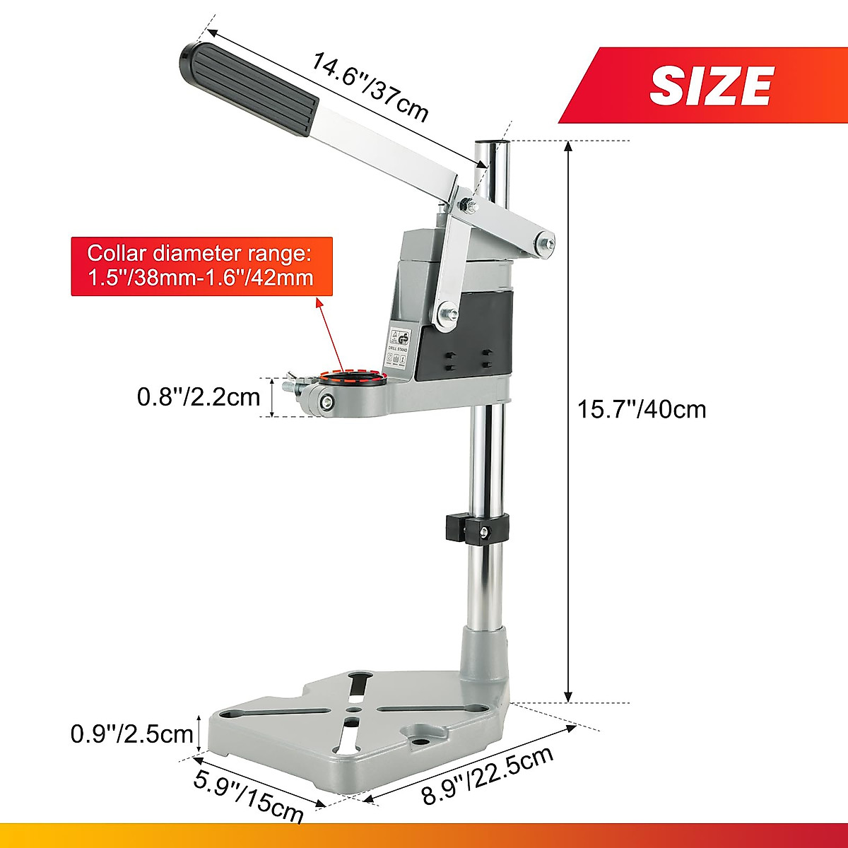 DASBET Universal Drill Press Stand | Adjustable Electric Bench Clamp Support Tool for Hand Drill Double Hole Workstation with Aluminum Base Portable Drill Press Table for Workbench Repair