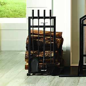 Pleasant Hearth 4 Piece Harper Fireplace Toolset with Log holder