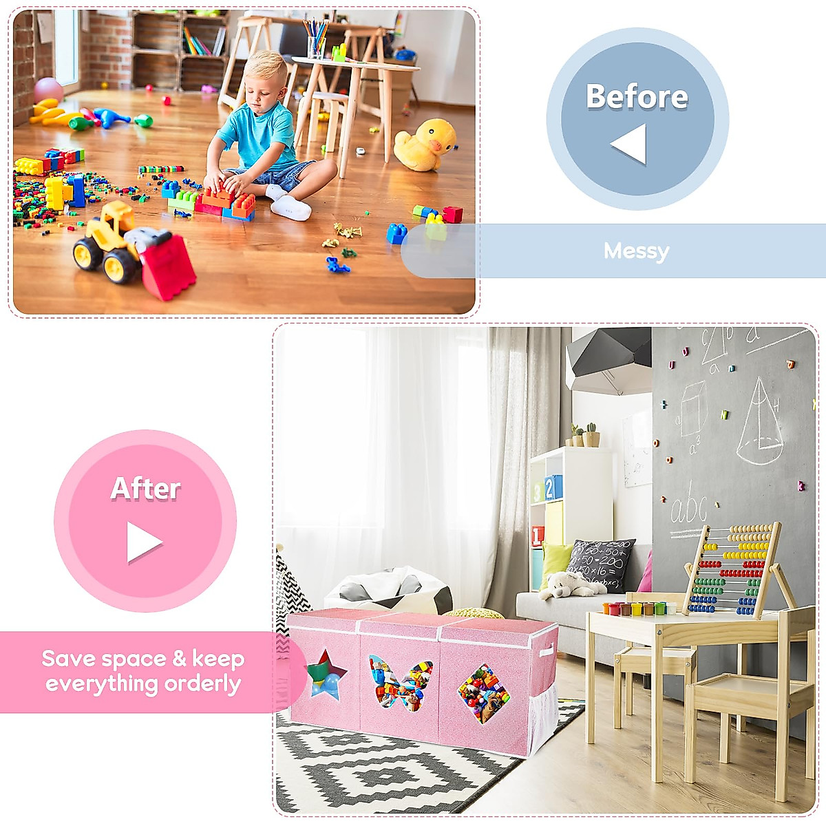 Extra Large Toy Box Chest with Lid for Boys&Girls,Collapsible Sturdy Toy Storage Organizer Boxes Bins Baskets for Kids, Kids Toy Storage Organizer Baskets for Playroom,Bedroom,Home 40"x17" x 14"