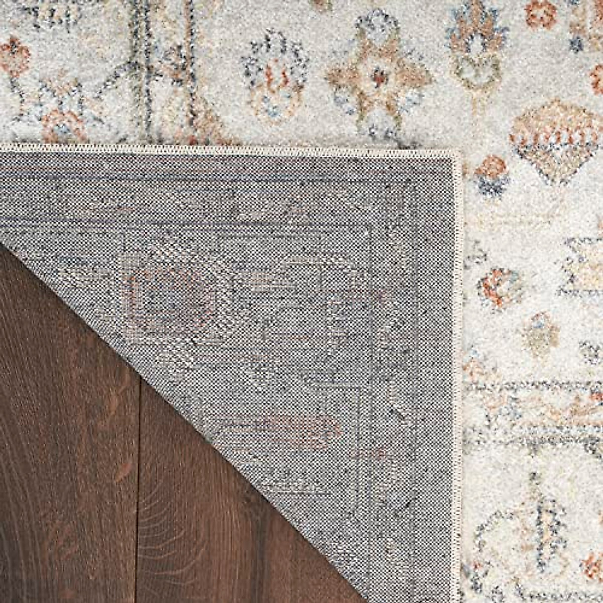 Nourison Astra Machine Washable Persian Grey/Orange/Multi 3'3" x 5' Area -Rug, Easy -Cleaning, Non Shedding, Bed Room, Living Room, Dining Room, Kitchen (3x5)