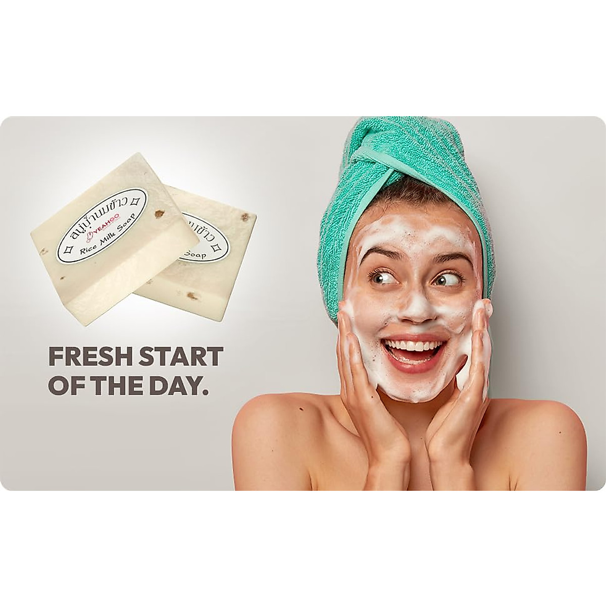 Yeahgoshopping Original Rice Milk Soap Bar Thailand Jasmine Natural Soap 60 - 65 Grams Handmade Gluta Collagen Douro Jabon Douro Real Fuentes Pourres Grade White Moisturizing Organic Soap For Men Women Hand Soap, Body Bath Soap, Face Soap | Contain Coconu