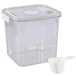 Ggbin 22 LBs Plastic Rice/Cereal/Grain Food Storage Container Bin with Measuring Scoop, Clear