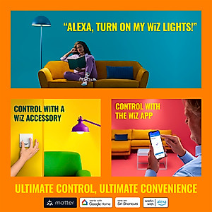 WiZ Connected 120W PAR38 Color LED Smart Light Bulbs - Connects to Your Wi-Fi - E26 Smart Bulb - Control with Voice or App + Activate with Motion - Matter Compatible - 1 Pack