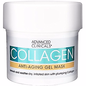 Advanced Clinicals Collagen Gel Facial Mask Anti Aging Skin Care Moisturizer W/Coconut Oil & Rosewater, Skin Plumping Face Mask Reduces Wrinkles, Dry Skin, & Fine Lines, Large 5 Fl Oz (Pack of 1)