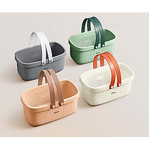 kamuavni 2 Pack Plastic Shower Caddy Basket with Removable Handles, Portable Cleaning Supply Storage Organizer with Holes for College Dorm Bathroom - Grey