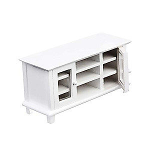 SeaISee 1:12 Scale Dollhouse Furniture Wooden Mini TV Cabinet for Barbie Doll House Accessories