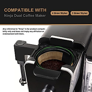 Reusable Coffee Filter for Ninja Dual Brew Coffee Maker, 2 Pack K Cup Reusable Coffee Pods and 2 Pack Coffee Maker Filter #4 Compatible with Ninja Dual Brew Coffee Maker Ninja CFP301 CFP201 Coffee