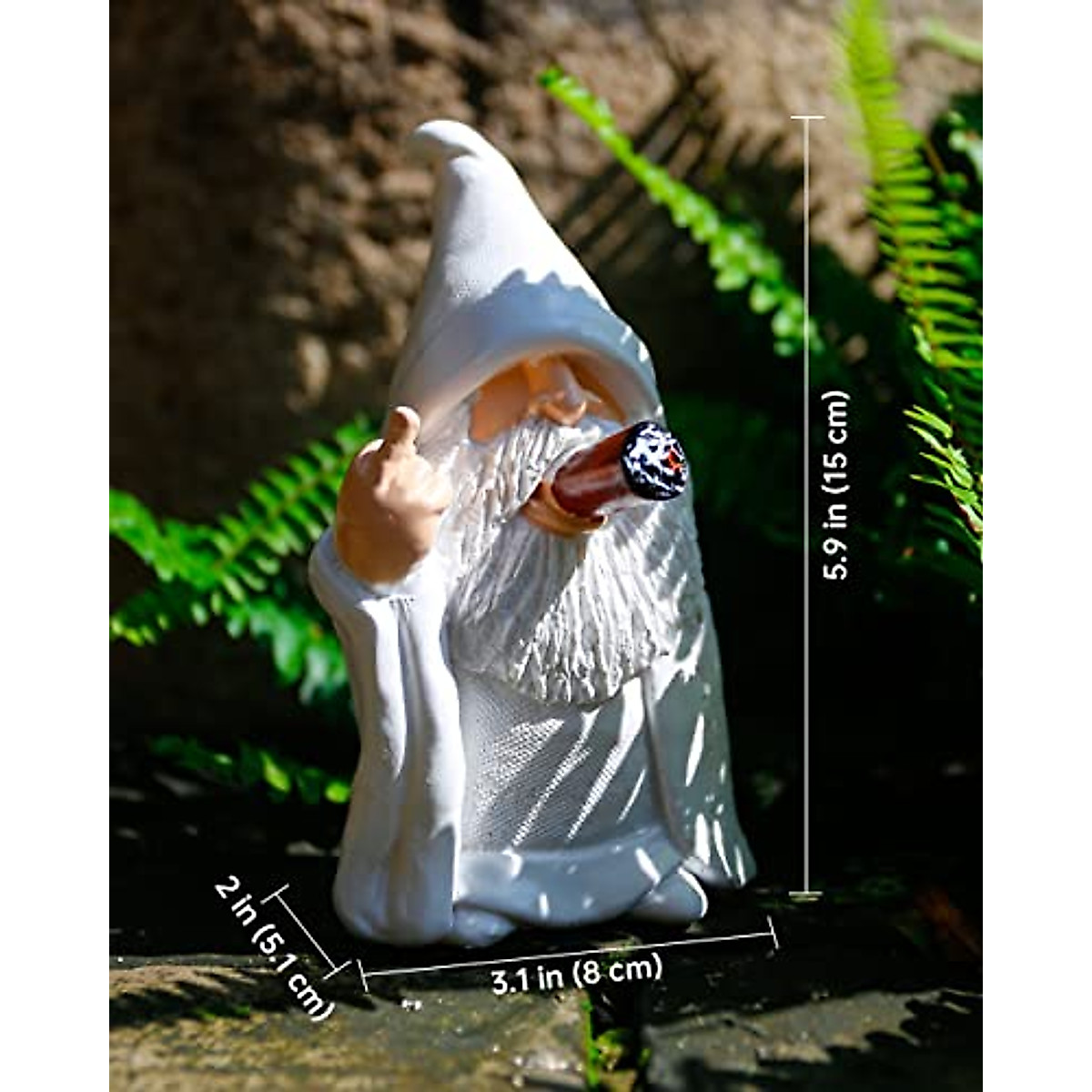 Estefanlo Garden Gnome Statue 5.9Inch Naughty Smoking Wizard Gnome Funny Lawn Resin Figurine Outdoor Statue for Lawn Yard Balcony Porch Patio Home Ornaments Garden Decoration