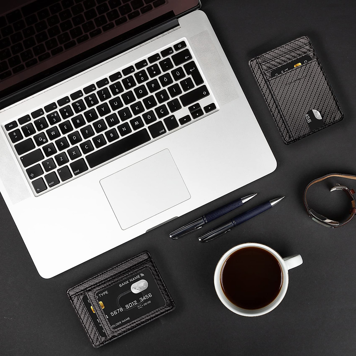 TOURSUIT Travel Minimalist Slim Front Pocket Wallet for Men Women, RFID Blocking Credit Card Holder Case (Carbon Fiber Black)