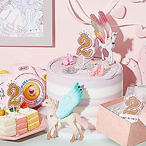 Happy Birthday Number Candle Pink Glitter Candle Crown Cute Cake Candle for Anniversary Wedding Party Cake Topper Decoration, 4.1 x 1.4 Inches (Number 2 Style)