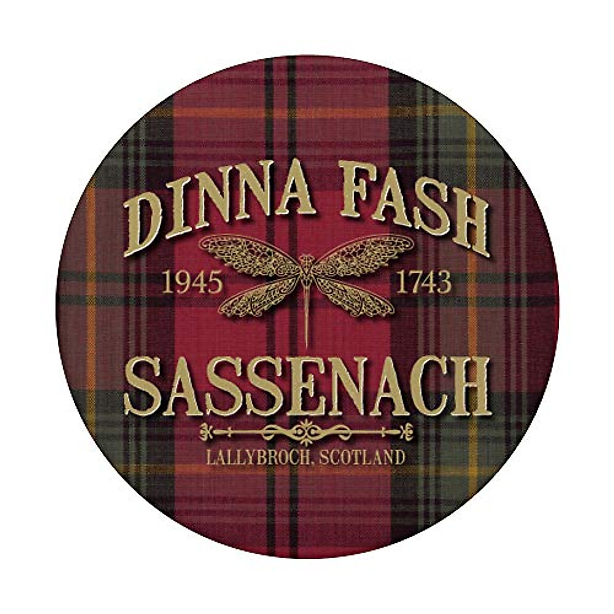 Dinna Fash Dragonfly Sassenach | Tartan Red | Scottish Gift PopSockets Swappable PopGrip