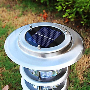 ZZYJYALG Solar Lawn Light Garden Villa Outdoor Light Home Grass Waterproof Modern Simple LED Stainless Steel Stigma Floor Lamp Post Porch Patio Pillar Lamp Street Lantern Table Light