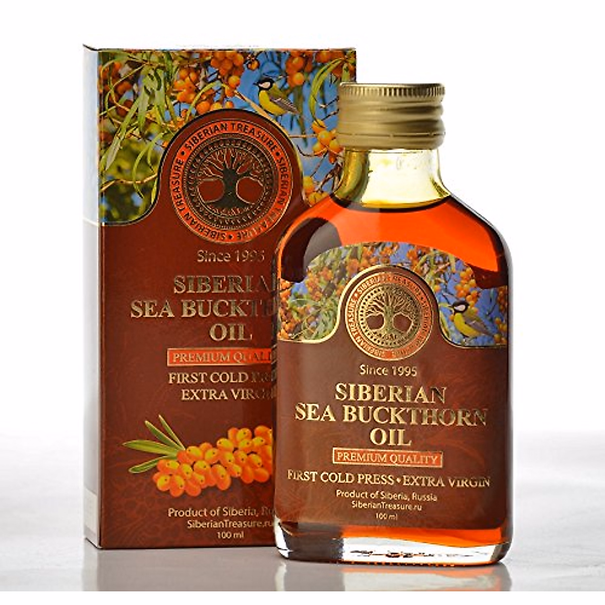 Siberian Sea Buckthorn Oil 100 Ml, Premium Quality, Natural, First Cold Press - 3.4 Fl Oz