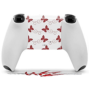 WraptorSkinz Skin Wrap compatible with Sony PS5 DualSense Controller Pastel Butterflies Red on White (CONTROLLER NOT INCLUDED)