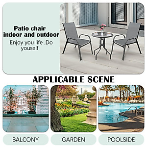 SONGBATE Large Patio Bistro Set 36" Table & 2 Chairs | Modern Metal Frame with Textilene Fabric | Stylish Outdoor Dining & Conversation Furniture (Extra Large)