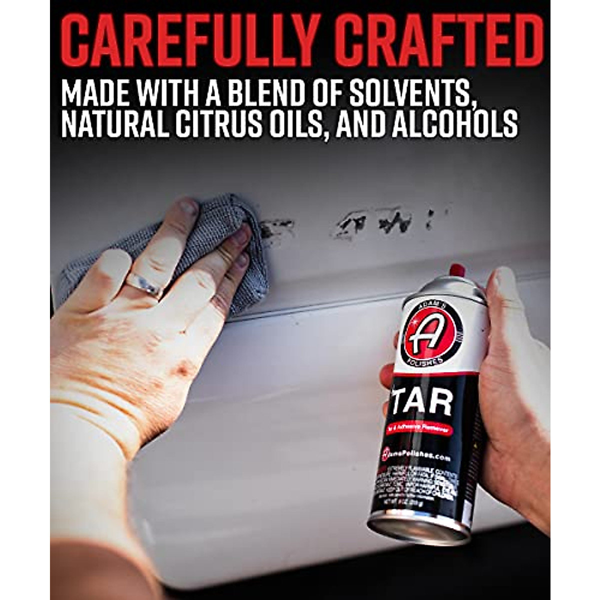 Adam's Tar 9oz - Heavy Duty, Concentrated Road Tar & Adhesive Remover | Remove Rubber Streaks, Badges, & Grime from Your Paint, Wheels, Rims, and Other Exterior Surfaces