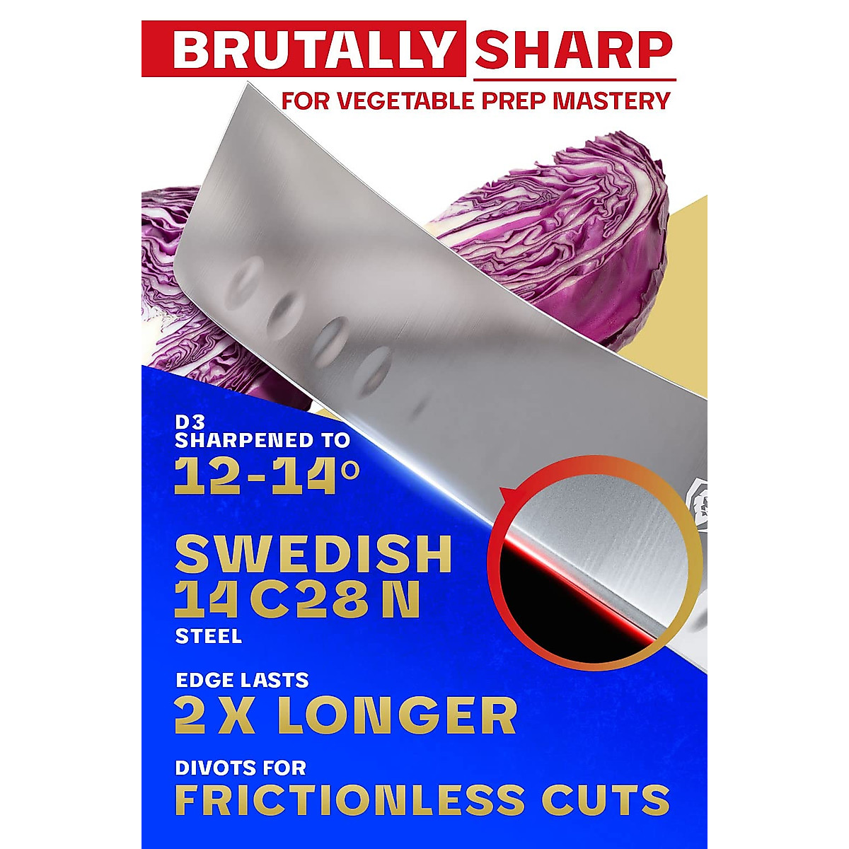 Dalstrong Nakiri Knife - 7 inch - Centurion Series - Premium Swedish High Carbon Stainless Steel - G10 Handle - Vegetable Knife - Sheath Included