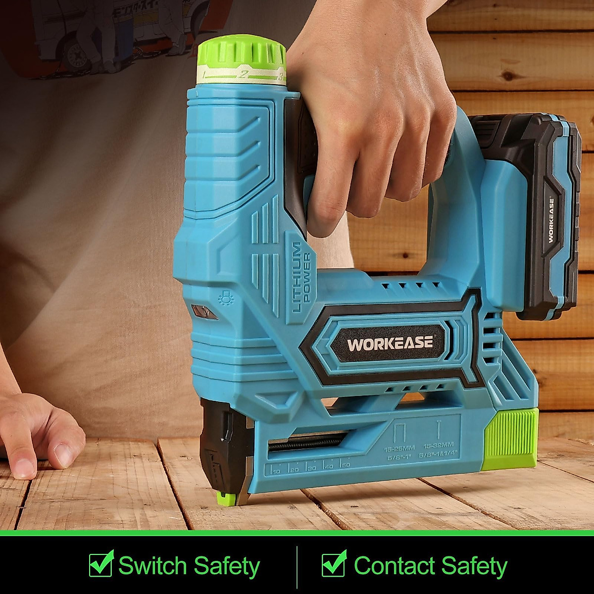 18 GA Brad Nailer Battery Powered, 2 in 1 Cordless Nail Gun with 20V 2.0Ah Battery, Fast Charger, 1500 Nails & 980 Staples, Electric Staple Gun for Furniture Woodworking