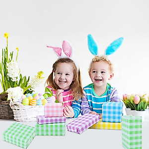 Bolsome 50 Sheets Spring Pastel Tissue Paper Buffalo Plaid Wrapping Paper Pink Yellow Blue Green Purple Gift Tissue Paper for Home DIY Gift Bags Spring Easter Birthday Decoration, 20 x 30inch