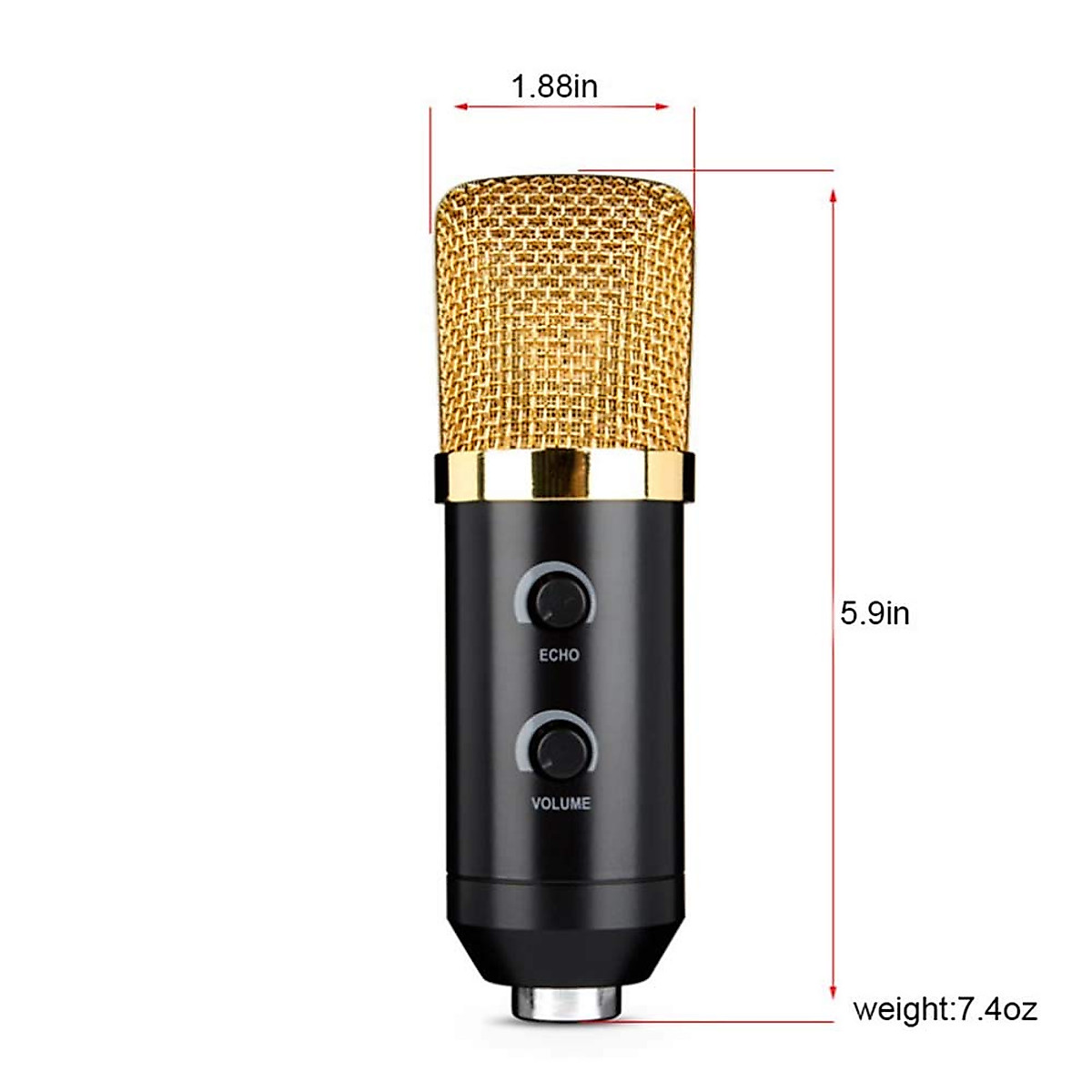 RICA-J Condenser Microphone, Cardioid Condenser Microphone, USB Microphone with Stand, 3.5mm Studio Condenser Mic with Shock Mount and Pop Filter