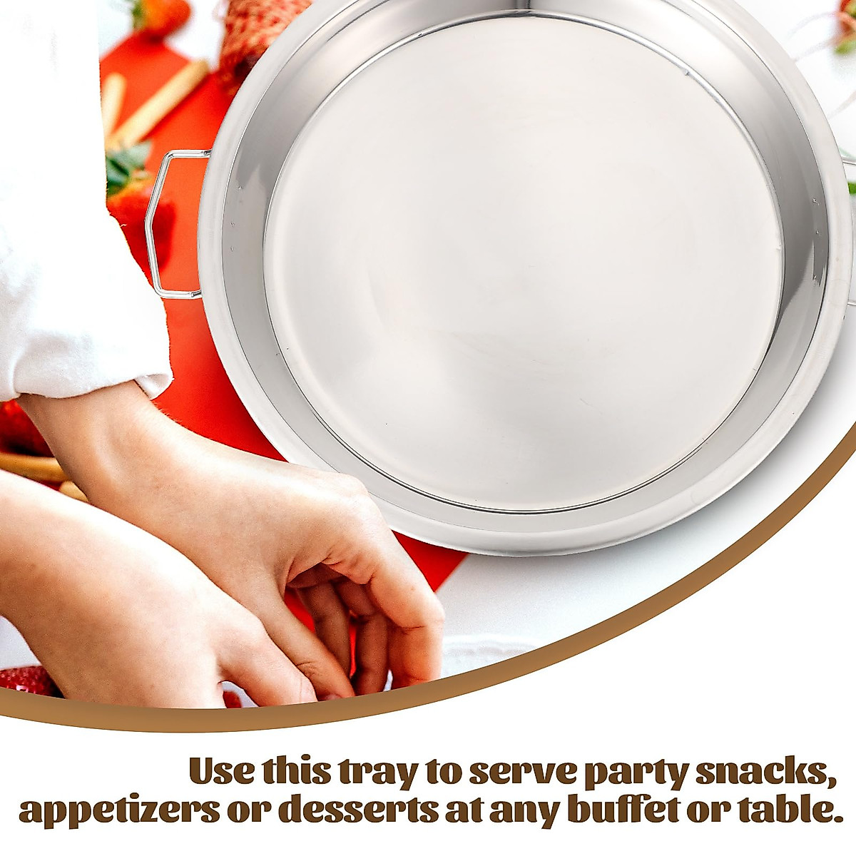 Luxshiny 2PCS Stainless Steel Roasting Pan, Pizza Cake Baking Tray Round Roaster Pan Stainless Steel Drip Pan for Turkey Baking,Roast Chicken