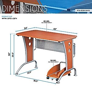 TECHNI MOBILI Modern Computer Desk With Mobile CPU Caddy. Color: Dark Honey
