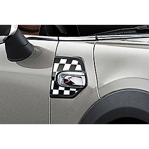 Xotic Tech 2X Side Exterior Fender Scuttle Checkered Pattern Vinyl Sticker Decal Decoration Accessories, Compatible with Mini Cooper F55 2015+,F56 2014+(Whtie Black)