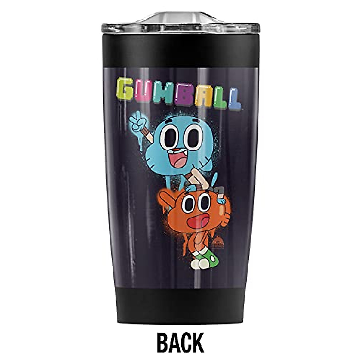 Amazing World of Gumball Gumball Spray Stainless Steel Tumbler 20 oz Coffee Travel Mug/Cup, Vacuum Insulated & Double Wall with Leakproof Sliding Lid | Great for Hot Drinks and Cold Beverages