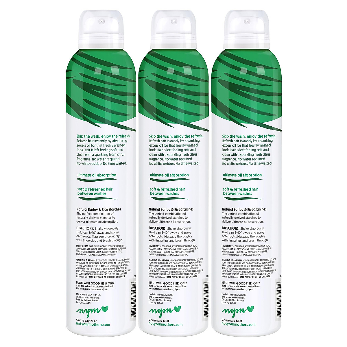 Not Your Mother's Clean Freak Refreshing Dry Shampoo (3-Pack) - 7 oz - Waterless Shampoo Instantly Refreshes Hair Between Washes - Fresh Citrus Scent