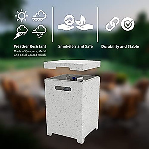 Kante 23.6" H Square Light Gray Eco-Friendly Concrete/Metal Outdoor Patio Backyard UV and Weather Resistant Modern Propane Tank Cover Storage Box for Gas Fire Pit, Hideaway Side Table,RMFP-T01-81904