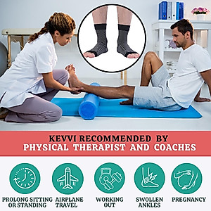 KEVVI Ankle Compression Socks - Relieve Foot Pain & Swelling - Open Toe - Unisex (Grey, L)
