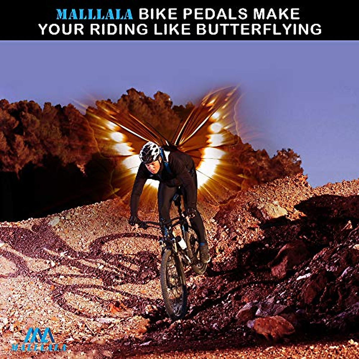 MALLLALA Mountain Bike Pedals,9/16" 3 Sealed Bearing Aluminum Alloy Bicycle Pedals, Bicycle Flat Pedals for BMX Bike,Road Bike, Butterfly Shape Design,16 Hexagonal Non-Slip Studs