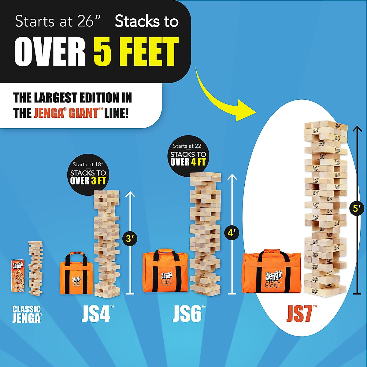 Jenga Giant - Stacks to Over 5 feet - Officially Licensed - JS7
