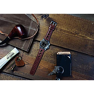 BARTON WATCH BANDS 22mm Chocolate - Rally Horween Leather Watch Bands - Integrated quick release spring bars- 316L stainless steel- Choose Strap Color & Width
