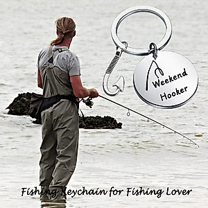 POTIY Fishing Jewelry Fish Hook Keychain Weekend Hooker Fish Hook Fishing Hooker Hook Line Fishing Gift for Fishing Lover Gift (Fish Hook Keychain)