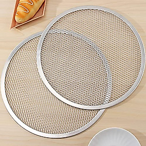 ZIIVARD Pizza Screen Gadgets Seamless Aluminum Pizza Tray Thickened Flat Mesh Commercial Grade Pizza Pan Kitchen Tool Bakeware (12 inch)
