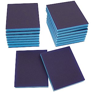 BokWin 16Pcs Sanding Sponge, 220 Grit Washable Sponge Sand Blocks, Wet and Dry Sanding Blocks for Plastic, Wood, Metal, Furniture (Superfine Grade)