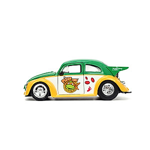 Jada Teenage Mutant Ninja Turtles 1:24 1959 Volkswagen Drag Beetle Die-cast Car & 2.75" Michelangelo Figure, Toys for Kids and Adults (33741)