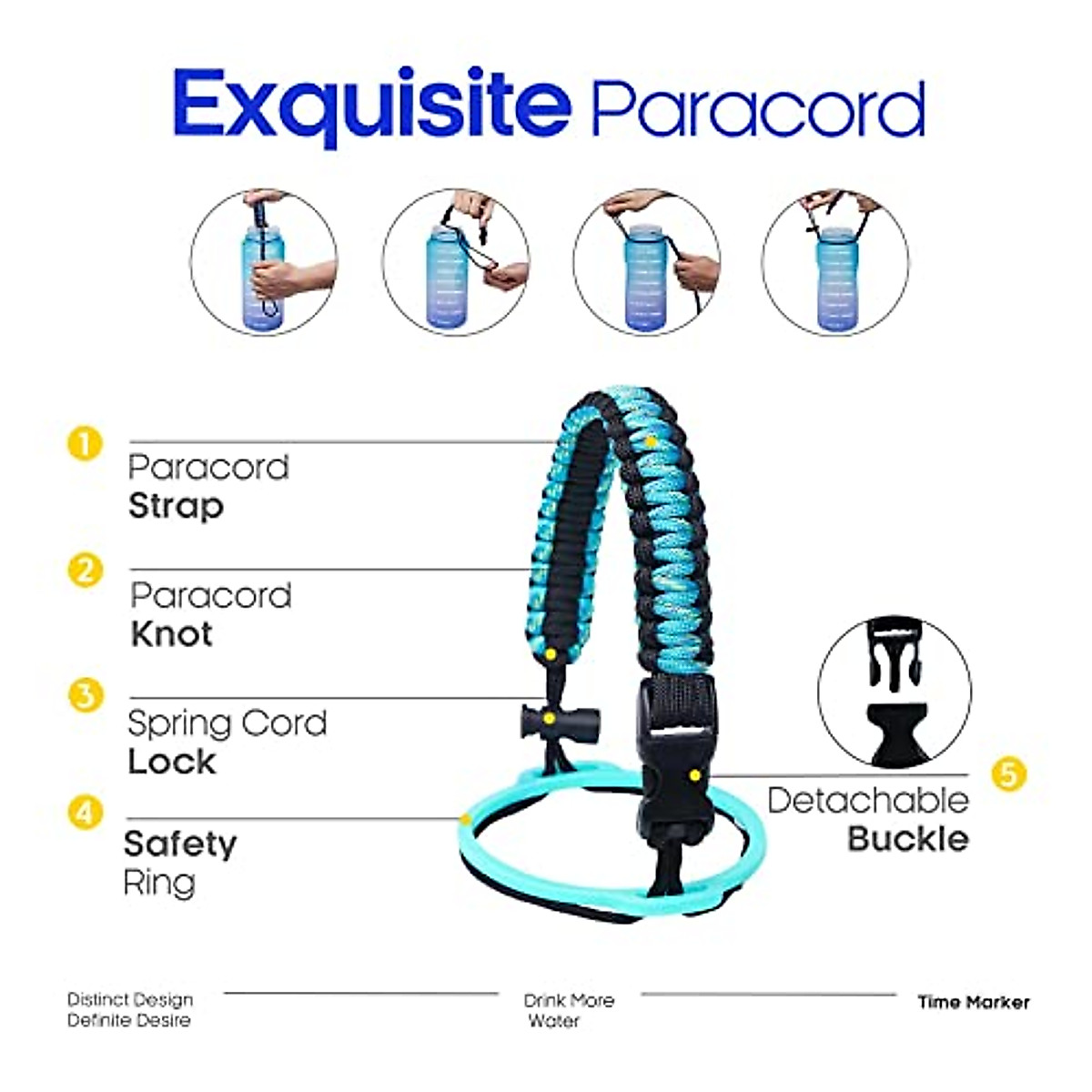 Giotto Large 1 Gallon Motivational Water Bottle with Paracord Handle & Removable Straw - Leakproof Tritan BPA Free Fitness Sports Water Jug with Time Marker-Green/Purple Gradient