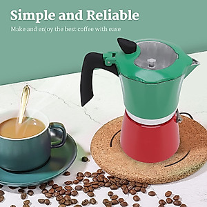 YYQTGG Stovetop Moka Pot, Moka Pot Classic Stovetop Espresso and Coffee Maker for Travel, Espresso Cup Moka Pot Stovetop Espresso Maker(Green Red, No. 6 Pot 300ML)