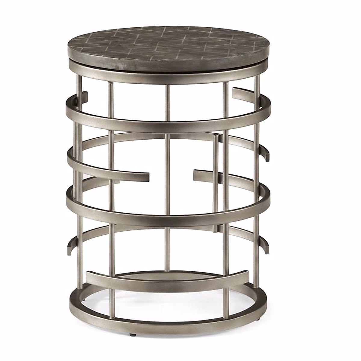 BOWERY HILL Antiqued Concrete Top and Metal Base Gray Chairside Table
