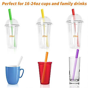 RENYIH 300 Pcs Multi Colors Jumbo Smoothie Straws Boba Straws,Plastic Milkshake Straws Disposable Wide-mouthed Large Individually Wrapped Straws(0.43" Wide X 9.45" Long)