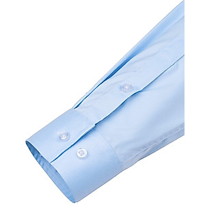 J.VER Men's Dress Shirts Solid Long Sleeve Stretch Wrinkle-Free Formal Shirt Business Casual Button Down Shirts Blue Small