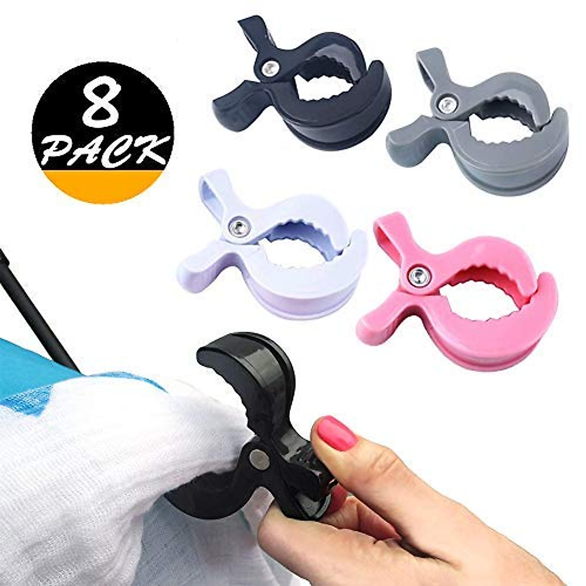 8 Pack Candy Color Pram Stroller Clips Pegs to Hook Muslin and Toys Seat Cover Blanket Clips Plastic Universal Clip Car Organizer Accessories