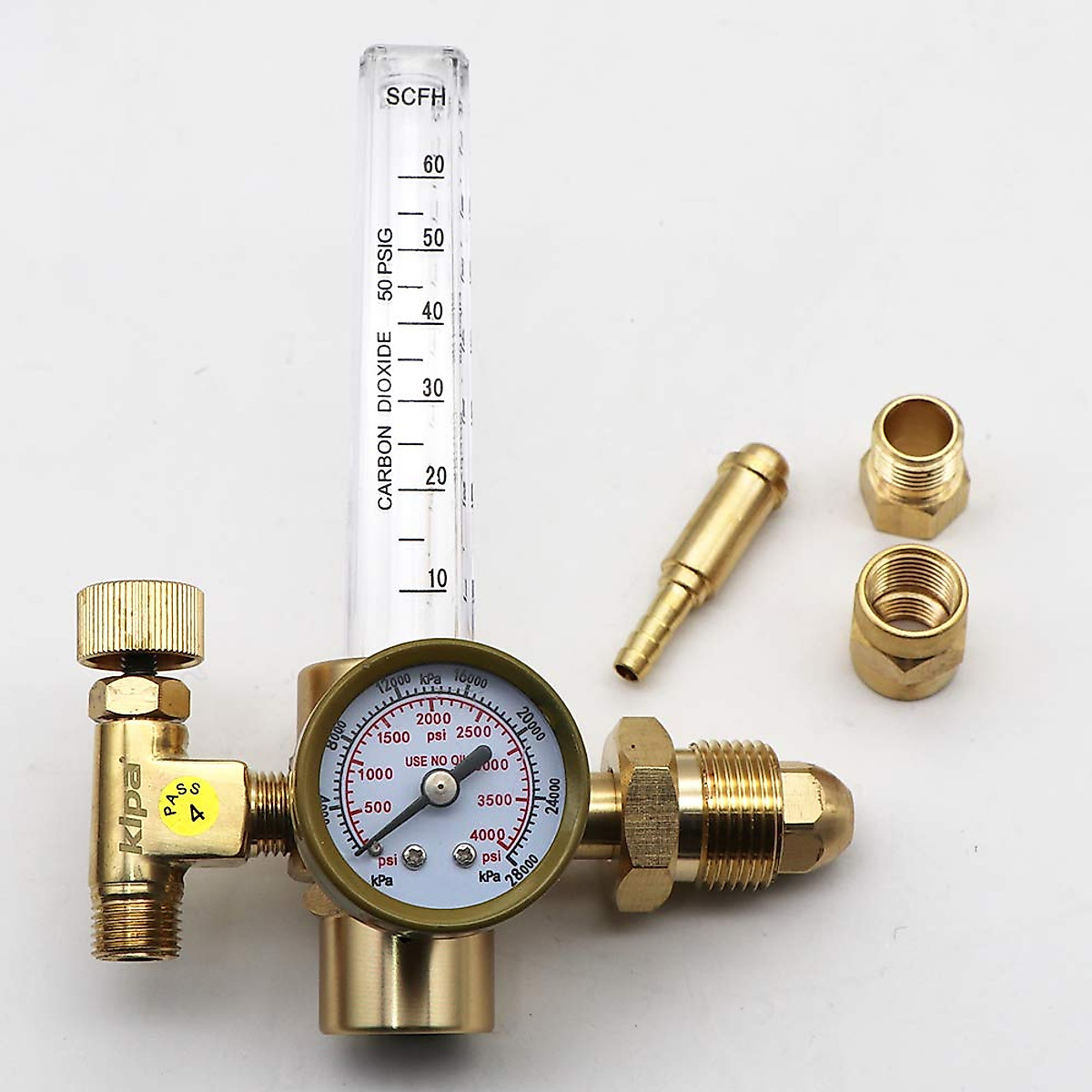 KIPA Argon Flowmeters Regulator with Gas Hose, Welding CGA580 Miller Lincoln Mig Tig, CO2 Argon Mixed Flowmeter Regulator, Accurate Gauge 0 To 4000 Psi Pressure,Durable Welding Gas Flowmeter Gauge